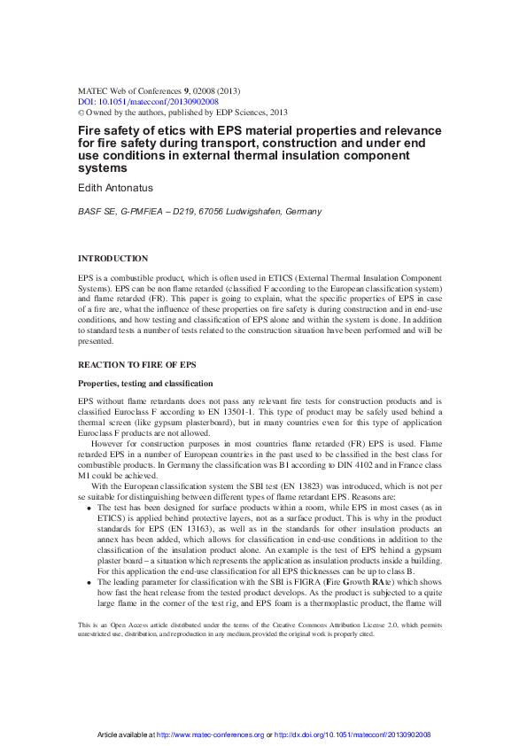 (PDF) Fire safety of etics with EPS material properties and relevance ...