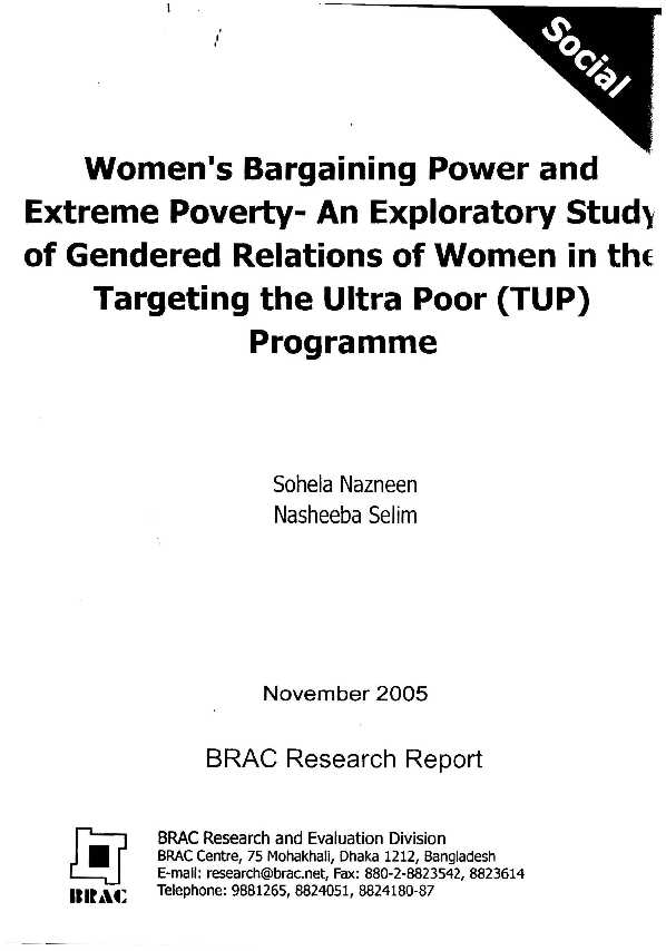 (PDF) Targeting the Ultra Poor (TUP) Programme