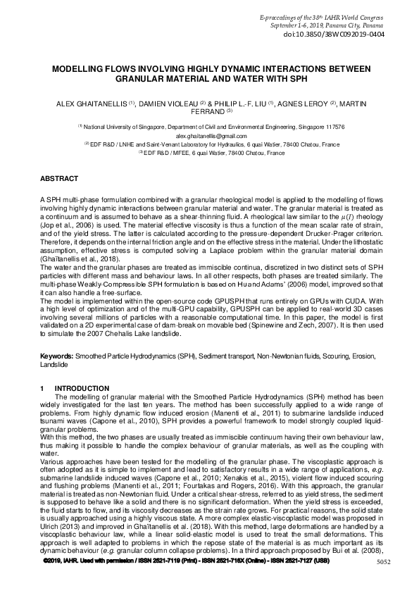(PDF) SPH Modelling of Granular-Water Interactions