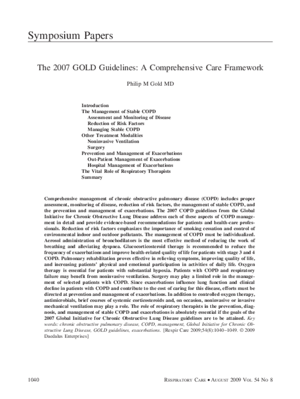 (PDF) The 2007 GOLD Guidelines: a comprehensive care framework