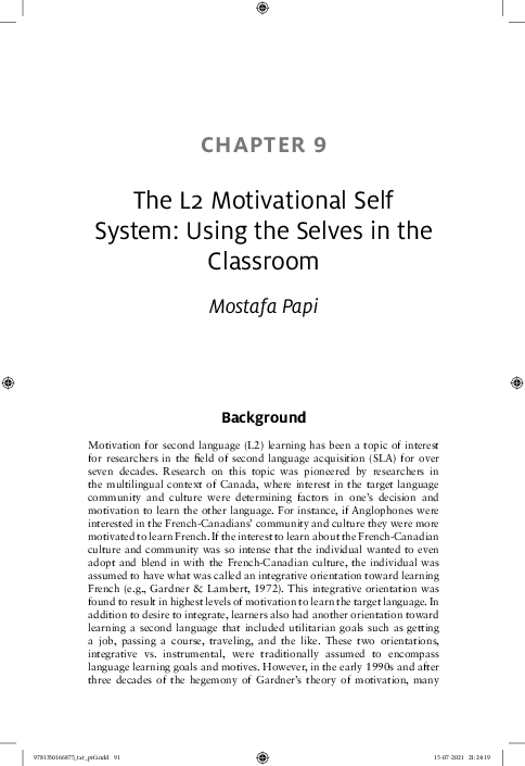(PDF) The L2 Motivational Self System: Using the Selves in the Classroom