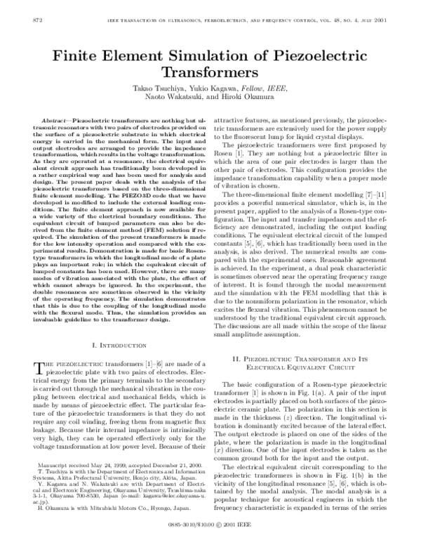 (PDF) Finite element simulation of piezoelectric transformers