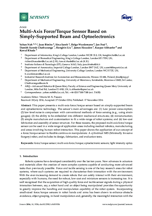 (PDF) Multi-Axis Force/Torque Sensor Based on Simply-Supported Beam and ...