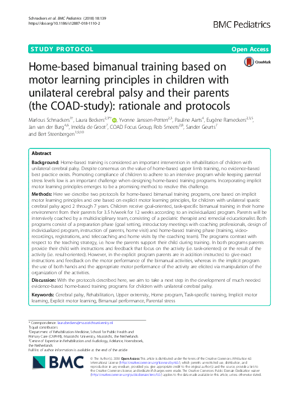 (PDF) Home-based bimanual training based on motor learning principles ...