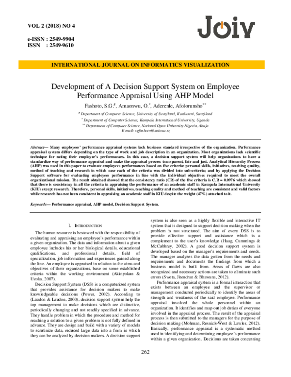 (PDF) Development of A Decision Support System on Employee Performance ...