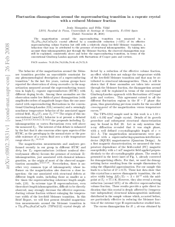 (PDF) Fluctuation diamagnetism around the superconducting transition in ...