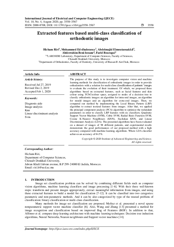 Pdf Extracted Features Based Multi Class Classification Of