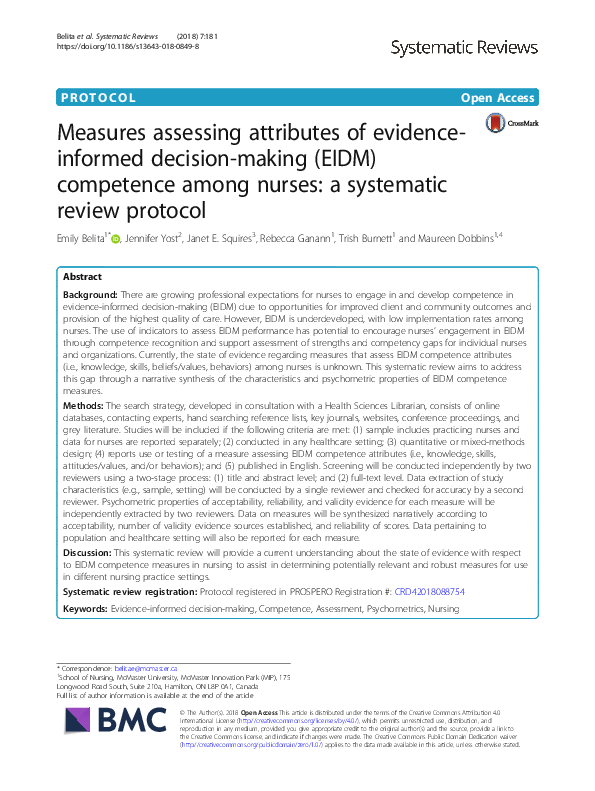 (PDF) Measures assessing attributes of evidence-informed decision ...