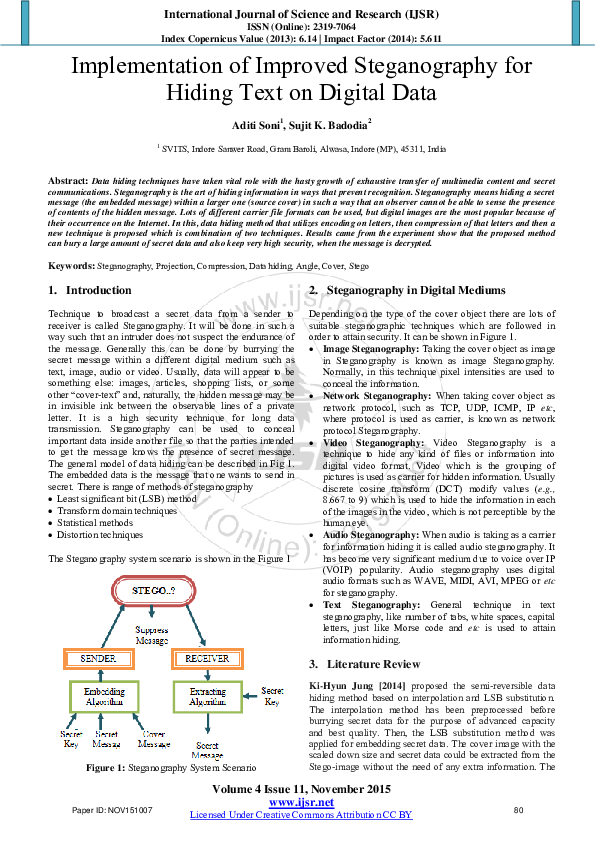 Pdf Implementation Of Improved Steganography For Hiding Text On Digital Data