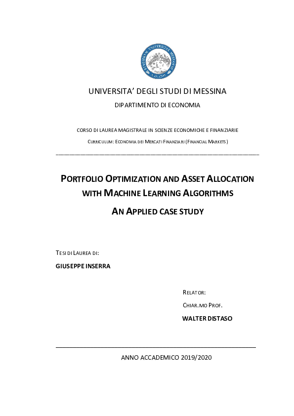 (PDF) PORTFOLIO OPTIMIZATION AND ASSET ALLOCATION WITH MACHINE LEARNING ... (PDF) PORTFOLIO OPTIMIZATION AND ASSET ALLOCATION WITH MACHINE LEARNING ...