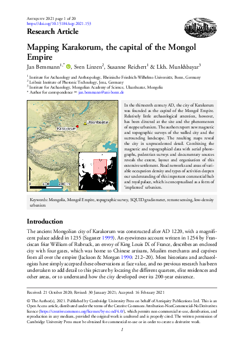 (PDF) Mapping Karakorum, the capital of the Mongol Empire