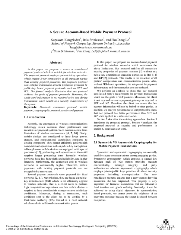 (PDF) A secure account-based mobile payment protocol