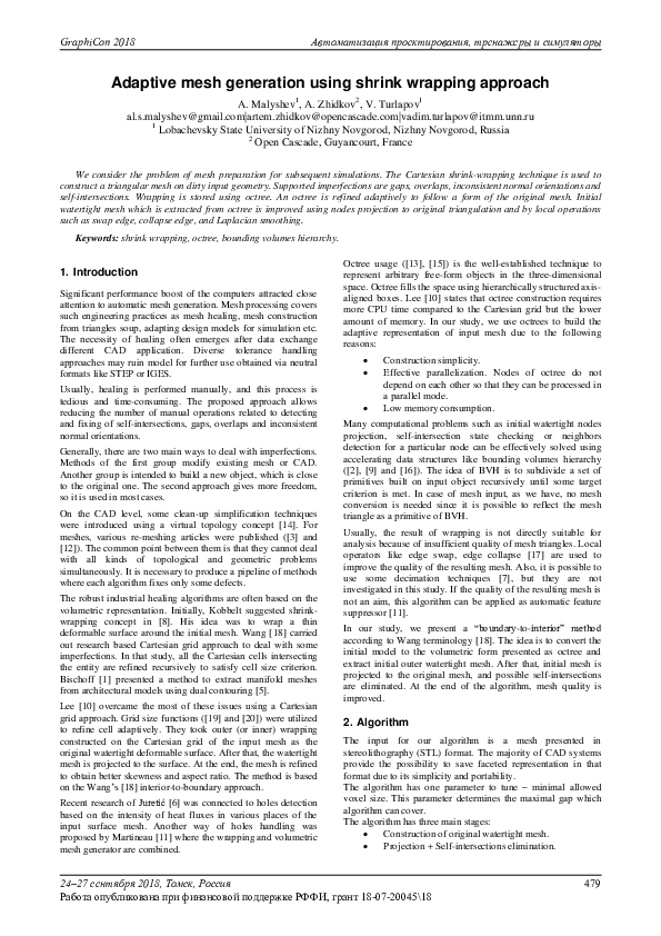 (PDF) Adaptive mesh generation using shrink wrapping approach