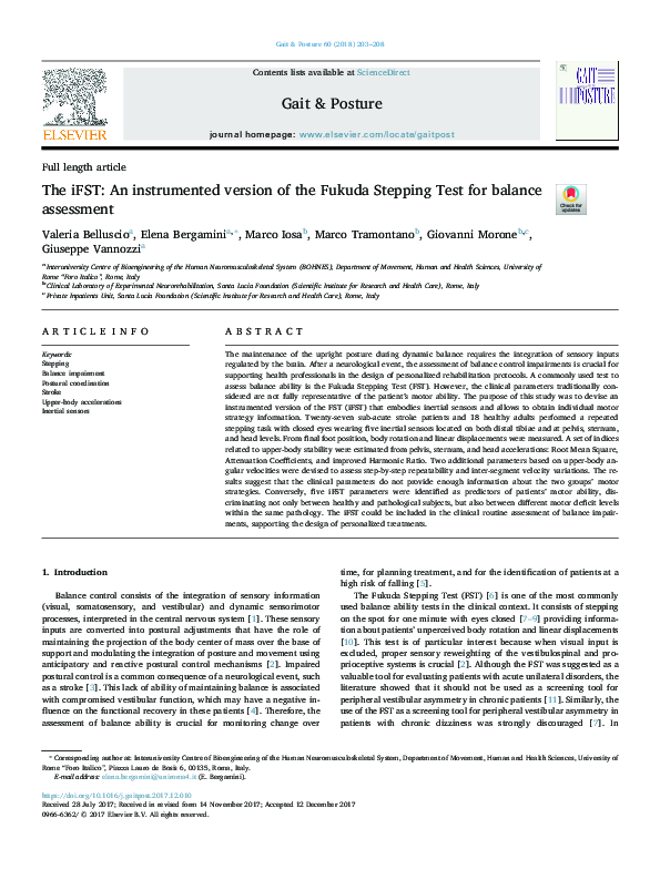 (PDF) The iFST: An instrumented version of the Fukuda Stepping Test for ...