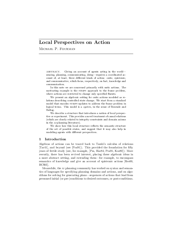 (PDF) Local Perspectives on Action