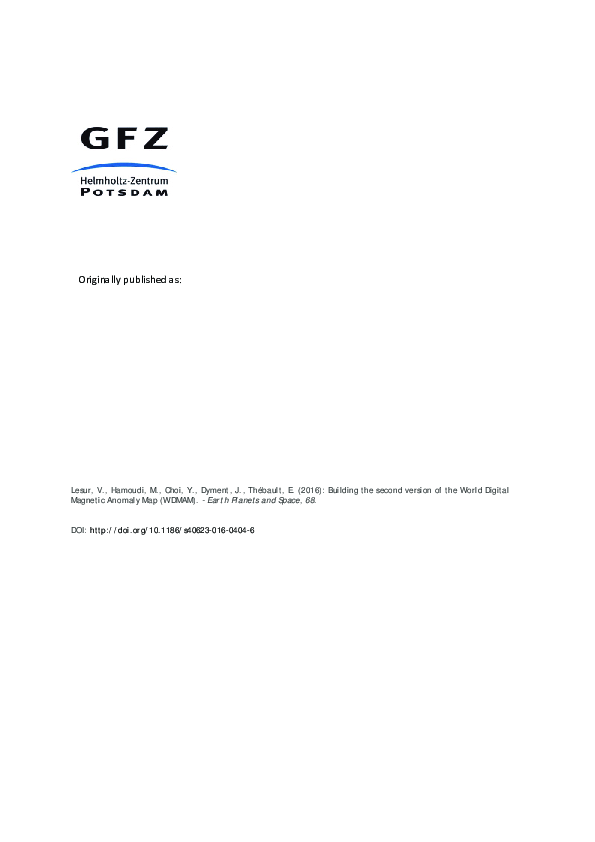(PDF) Building the second version of the World Digital Magnetic Anomaly ...