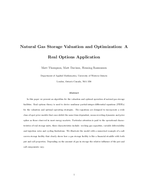 (PDF) Natural gas storage valuation and optimization: A real options ...
