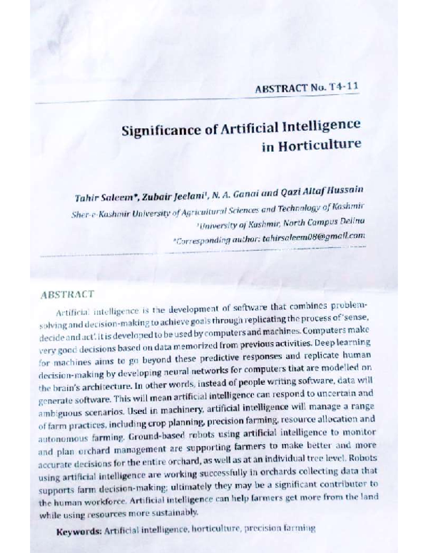 (PDF) Significance of Artificial Intelligence in Horticulture