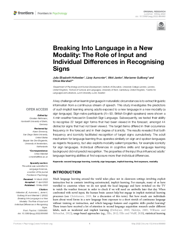 (PDF) Breaking Into Language in a New Modality: The Role of Input and Individual Differences in ...