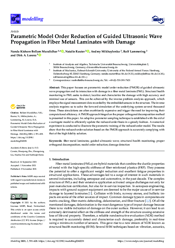 (PDF) Parametric Model Order Reduction of Guided Ultrasonic Wave Propagation in Fiber Metal ...