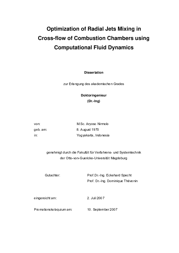 (PDF) Optimization of radial jets mixing in cross-flow of combustion ...