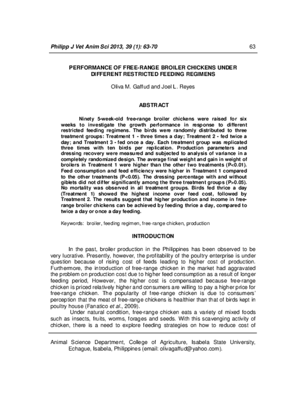 (PDF) Performance of Free-Range Broiler Chickens Under Different ...