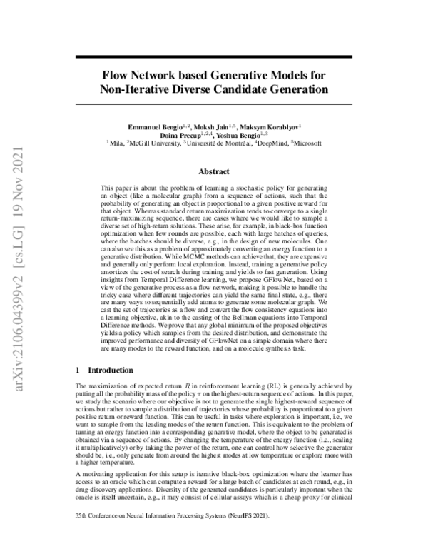 Pdf Flow Network Based Generative Models For Non Iterative Diverse