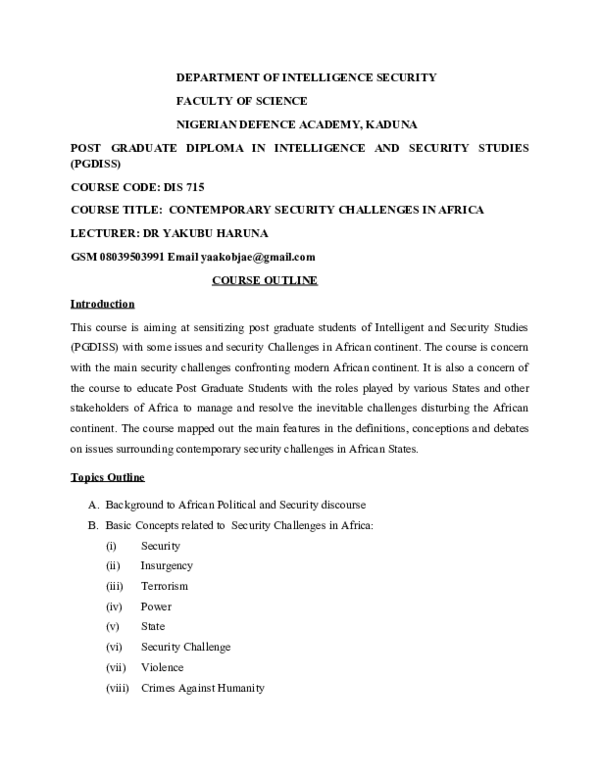 (DOC) Contemporary security challenges in Africa