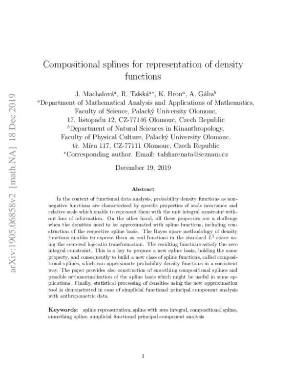 (PDF) Compositional splines for representation of density functions