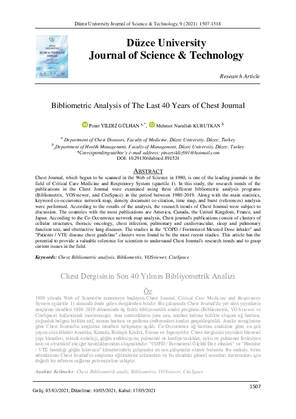 (PDF) Bibliometric Analysis of the Last 40 Years of Chest Journal