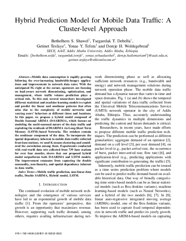 (PDF) Hybrid Prediction Model for Mobile Data Traffic: A Cluster-level ...