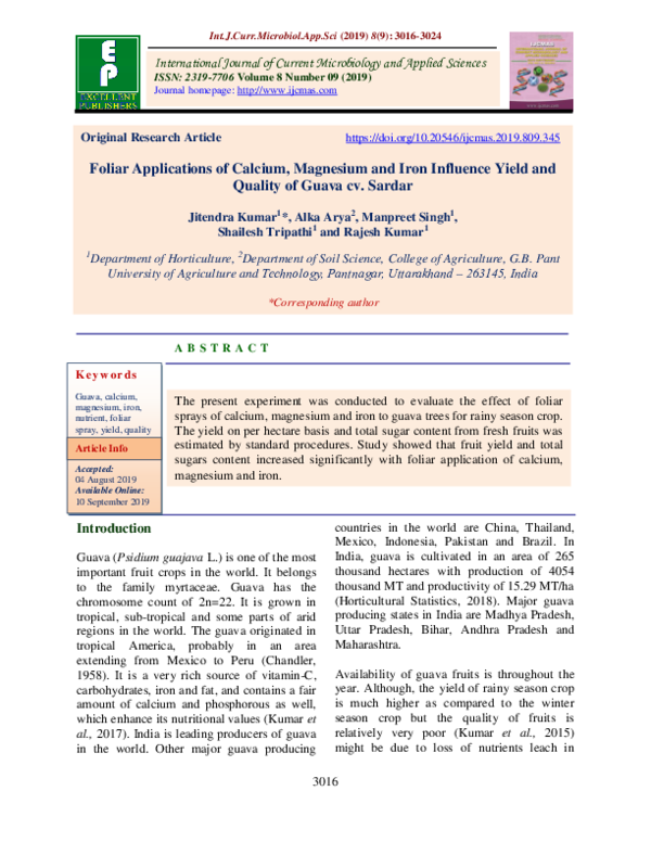 Pdf Effect Of Foliar Application Of Micro Nutrients On Yield And