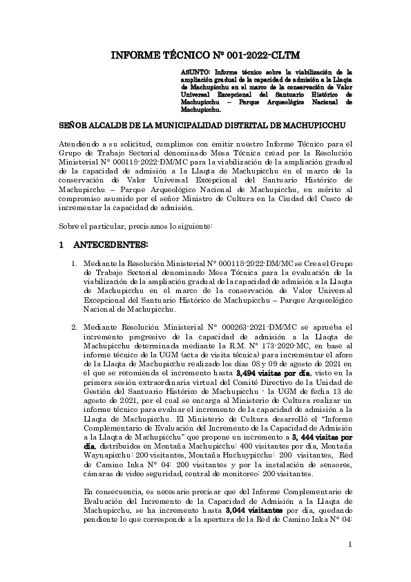(PDF) INFORME TÉCNICO N° 001-2022-CLTM