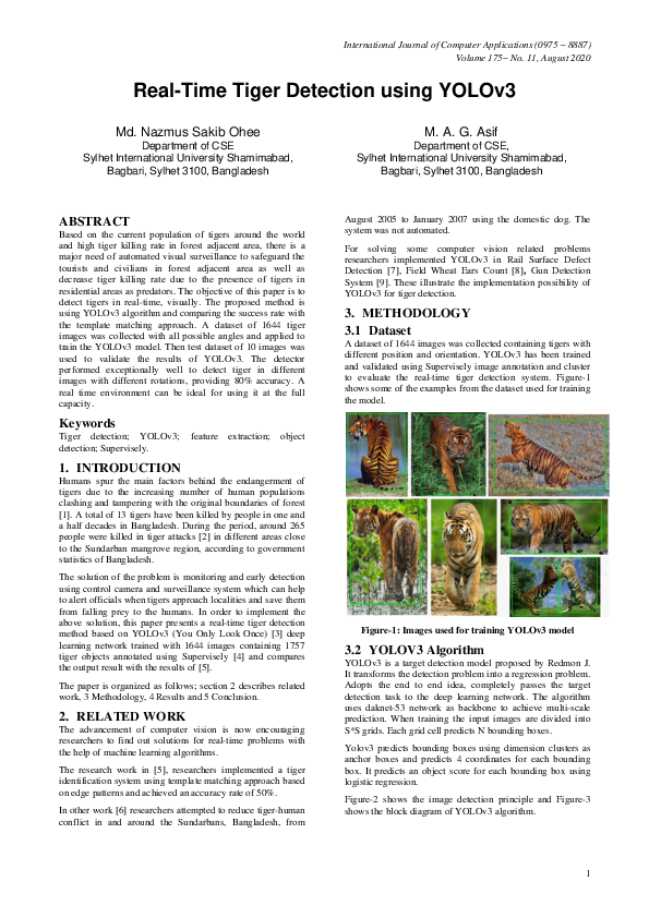 (PDF) Real-Time Tiger Detection using YOLOv3