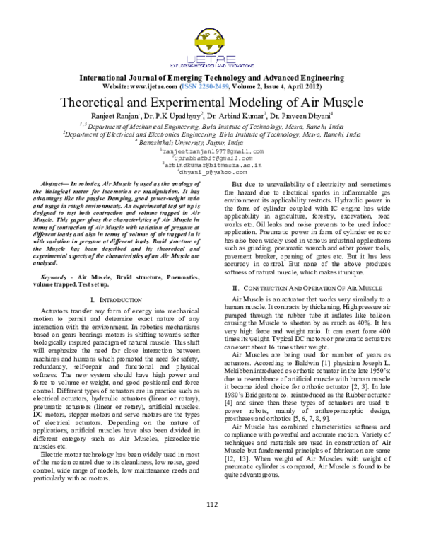 (PDF) Theoretical and Experimental Modeling of Air Muscle