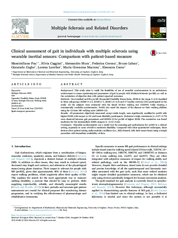 (PDF) Clinical assessment of gait in individuals with multiple ...