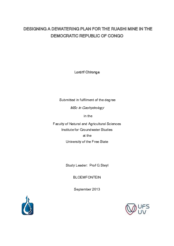 (PDF) Designing a dewatering plan for the Ruashi mine in the Democratic ...