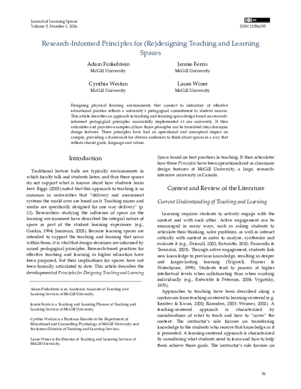 (PDF) Research-Informed Principles for (Re)designing Teaching and ...