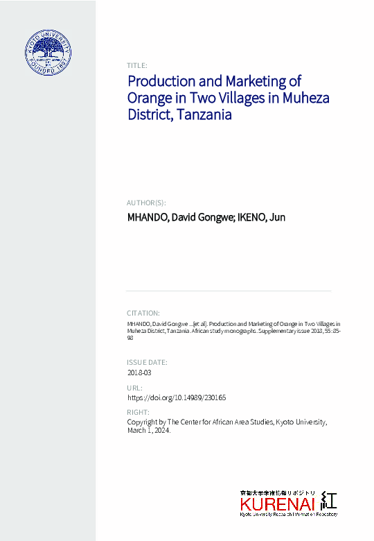 (PDF) Production and Marketing of Orange in Two Villages in Muheza ...