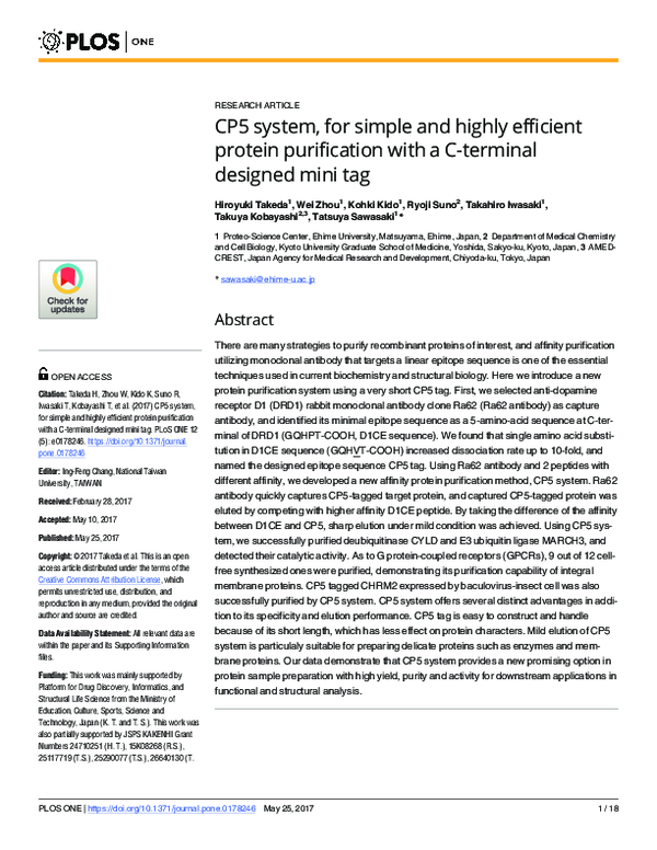 (PDF) CP5 system, for simple and highly efficient protein purification ...