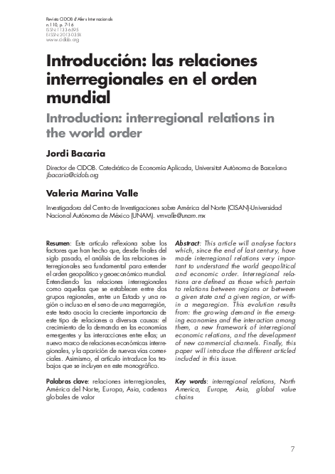 (PDF) Introduction: interregional relations in the world order