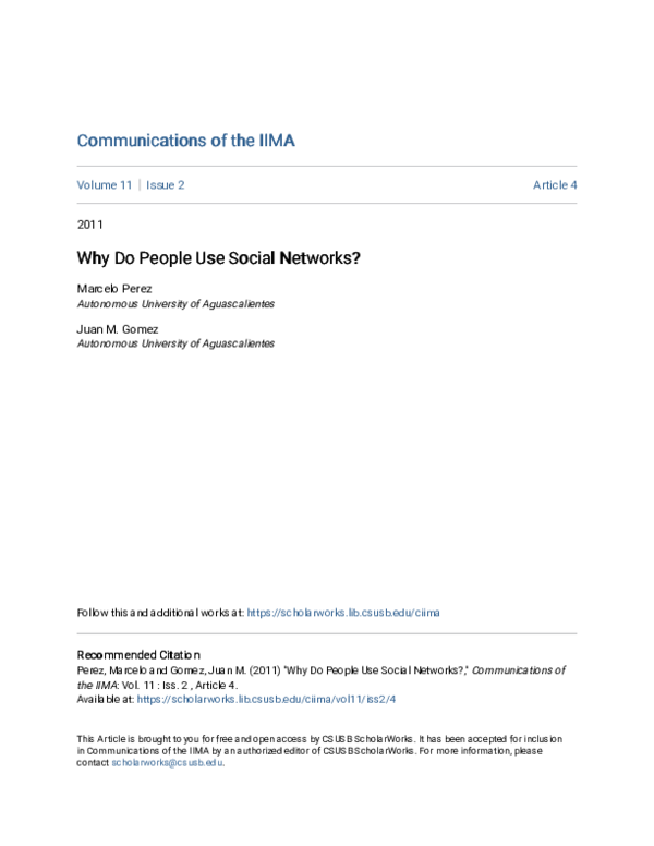 (PDF) Why Do People Use Social Networks?