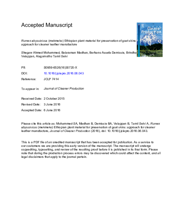 (PDF) Rumex abyssinicus (mekmeko) Ethiopian plant material for ...
