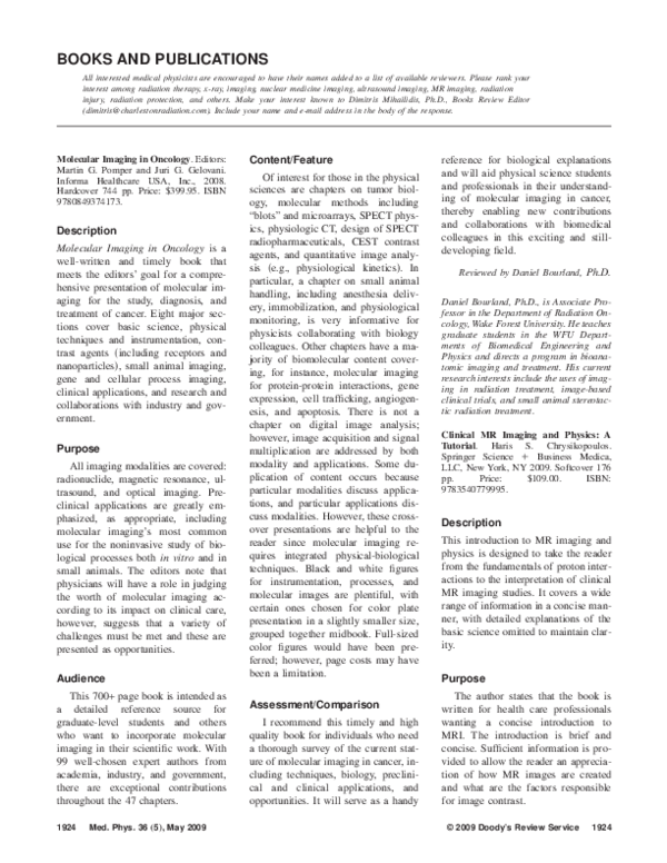 (PDF) Clinical MR Imaging and Physics: A Tutorial