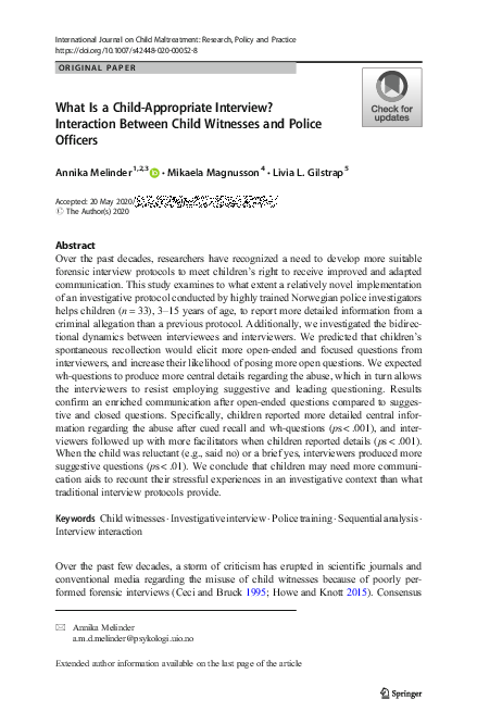 (PDF) What Is a Child-Appropriate Interview? Interaction Between Child ...