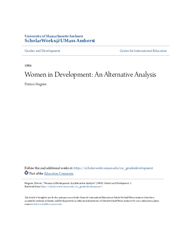(PDF) Women in development : an alternative analysis