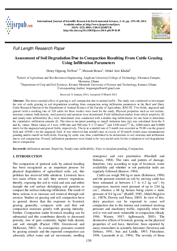 (PDF) Assessment of Soil Degradation Due to Compaction Resulting From ...