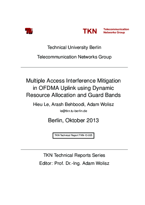 Pdf Multiple Access Interference Mitigation In Ofdma Uplink Using Dynamic Resource Allocation