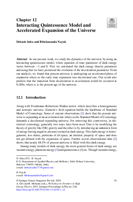 (PDF) Interacting Quintessence Model and Accelerated Expansion of the ...