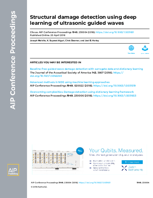 (PDF) Structural damage detection using deep learning of ultrasonic ... (PDF) Structural damage detection using deep learning of ultrasonic ...